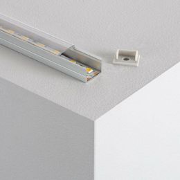 LEDKIA Aluminium-Oberflächenprofil mit Durchgehender Abdeckung für LED-Streifen bis 16mm 4m Transparente Abdeckung