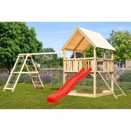 Karibu Spielturm 'Luis' naturbelassene nordische Fichte 200 x 345 x 200 cm