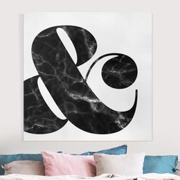 Bilderwelten Leinwandbild Buchstaben & Zahlen modern Kunstdruck schwarz weiss - Ampersand Marmor - Wandbild XXL Wohnzimmer Schlafzimmer