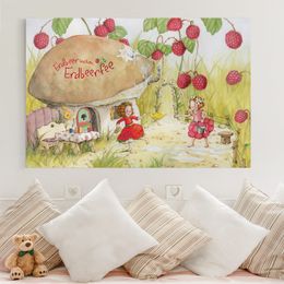 Leinwandbild Kinderzimmer Erdbeerinchen Erdbeerfee - Unter dem Himbeerstrauch