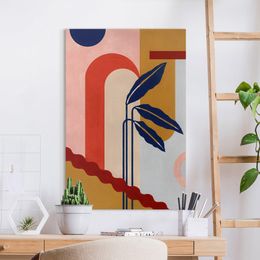 Bilderwelten Leinwandbild originell Illustration Kunstdruck bunt - Bananenbl&auml;tter - Wandbild XXL Wohnzimmer Schlafzimmer