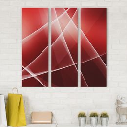 3-teiliges Leinwandbild Abstrakt Red Reflection