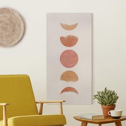 Bilderwelten Leinwandbild Spirituell modern Kunstdruck orange - Mondphasen - Wandbild XXL Wohnzimmer Schlafzimmer