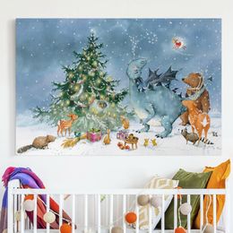 Leinwandbild Kinderzimmer Wassili Waschbär - Das Weihnachtsfest