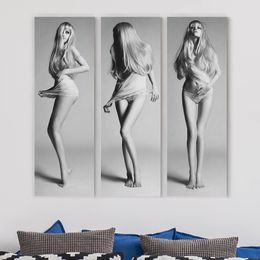 3-teiliges Leinwandbild Akt & Erotik Sexy Dessous Model