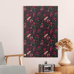 Bilderwelten Leinwandbild originell modern Kunstdruck schwarz - Mitternachtsbl&uuml;te I - Wandbild XXL Wohnzimmer Schlafzimmer
