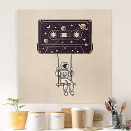 Bilderwelten Leinwandbild Kosmische Nostalgie - Wandbild bis XXL Print Musik Himmel Schlafzimmer Wohnzimmer Jugendzimmer