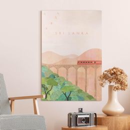 Bilderwelten Leinwandbild Stadt Vintage Kunstdruck blau - Reiseposter - Sri Lanka - Architektur XXL Wohnzimmer Schlafzimmer