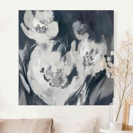 Bilderwelten Leinwandbild Blumen modern Kunstdruck schwarz weiss - Nachtbl&uuml;ten - Wandbild XXL Wohnzimmer Schlafzimmer