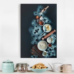 Leinwandbild Backen f&uuml;r Sterngucker - Wandbild bis XXL Print Kulinarisch K&uuml;che Esszimmer Schwarz