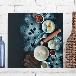 Leinwandbild Backen f&uuml;r Sterngucker - Wandbild bis XXL Print Kulinarisch K&uuml;che Esszimmer Schwarz