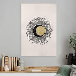 Bilderwelten Leinwandbild originell Illustration Kunstdruck beige - Sonnenstrahlen - Wandbild XXL Wohnzimmer Schlafzimmer