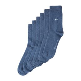 Tom Tailor Damen Basic Socken im Sechserpack, blau, Gr. 35-38