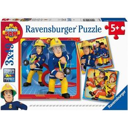 Ravensburger Kinderpuzzle - 05077 Unser Held Sam - Puzzle für Kinder ab 5 Jahren, mit 3x49 Teilen, Puzzle mit Feuerwehrmann Sam