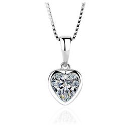 AquaBreeze Kette mit Anhänger Herzkette Silber 925 Halskette Damen (45cm) (mit Herzanhänger Kette Silberkette mit Herz)
