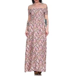 Aurela Damenmode Maxikleid Sommerkleider für Damen luftig & leichte Strandkleider mit Blumendruck