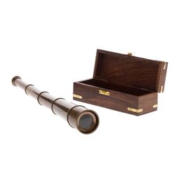 aubaho Fernrohr Messing 49cm mit Holzbox Maritim Teleskop Monokular Fernglas Fernrohr