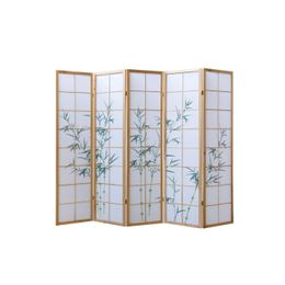 Homestyle4u Paravent Raumteiler Shoji Wand Bambusmuster Sichtschutz Indoor Holz faltbar