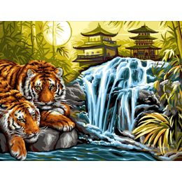 MAMMUT Spiel und Geschenk Malvorlage Tiger am Fluss