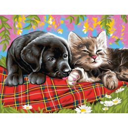 MAMMUT Spiel und Geschenk Malvorlage Malen nach Zahlen Hund und Katze