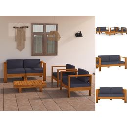 vidaXL Garten-Essgruppe 4-tlg Garten Lounge Set Dunkelgraue Auflagen Massivholz Akazie Holz Si