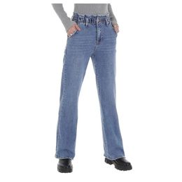 Ital-Design Loose-fit-Jeans Damen Freizeit Used-Look Stretch Relaxed Fit Jeans in Blau