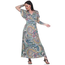 Aurela Damenmode Sommerkleid Luftige Damen Maxikleider leichte Strandkleider mit modischem Muster