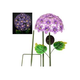 Online-Fuchs Gartenstecker Hortensien Blüte mit LED Solar Lichterkette aus Metall