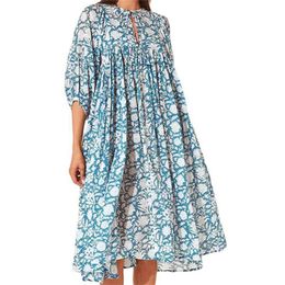 Orient Phoenix Jerseykleid Böhmisches Midikleid für Damen fließendes Kleid mit Blumendruck Damen-Strandkleid in Übergröße mit V-Ausschnitt lockerem Grafikdruck