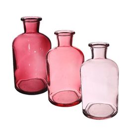 Florissima Dekovase Flaschenvasen Set 3 Stück rosa pink fuchsia H12 cm D7 cm Glas Vase (3 St)