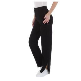 Ital-Design Straight-Jeans Damen Freizeit Stretch High Waist Jeans in Schwarz