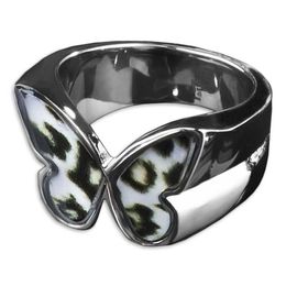viva-adorno Fingerring Edelstahl Ring Damenring Schmetterling mit buntem Motiv Rockabilly