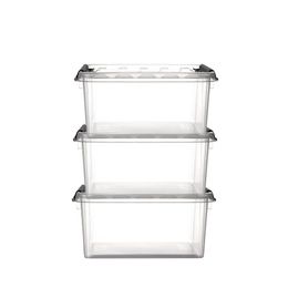 Orthex Stapelbox Stapelbare Box Smart Store Classic 15 transparent Deckel & Verschluss (3 St)