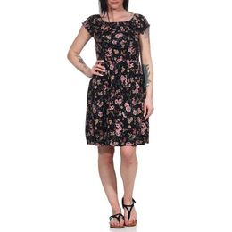 Sommerkleid Freizeitkleid für Damen Sommerkleid kurz luftig & leicht mit Blumendruck und Raffung im Brust-/Taillenbereich