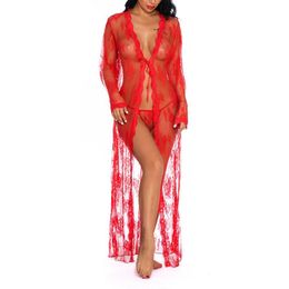 Orient Phoenix Babydollkleid Sexy Spitzen-Robe für Damen Dessous Braut-Spitze-Babydoll-Robe durchsichtiges Hochzeitskleid