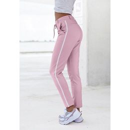 Lascana Jogger Pants mit sportlichen Seitenstreifen, Loungewear, rosa