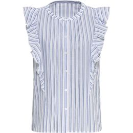 ROSSANA DIVA Blusenshirt mit R&uuml;schen Blau gestreift (Gr&ouml;&szlig;e: 46)
