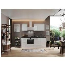 respekta Küchenzeile mit Geräten B: 220 cm Weiß/Granit Optik