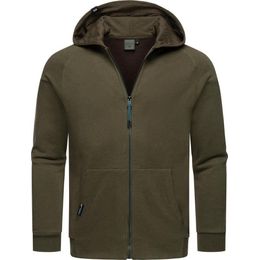 Ragwear Kapuzensweatjacke Zenway Herren Basic Sweatjacke mit Kapuze, grün