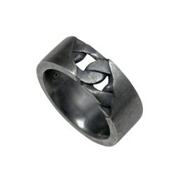 CAI CAÏ Fingerring 925/- Sterling Silber matt oxidiert schwarz, weiß