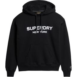 Kapuzensweatshirt Superdry "SPORT LUXE LOOSE HOOD" Gr. S, schwarz (black) Damen Sweatshirts