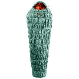 Deuter - Exosphere +4° - Kunstfaserschlafsack Gr 205 x 68-85 x 43-54 cm - Regular Zip: Left Sage / Paprika