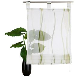 Raffrollo Dimona, my home, mit Schlaufen, Transparent, Voile, Polyester, beige|grün