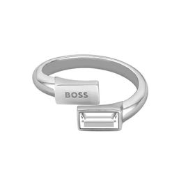 BOSS Fingerring Schmuck Edelstahl Fingerring Damenring CLIA, mit Glasstein, silberfarben|weiß