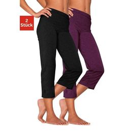 Vivance active Caprihose (2er-Pack) mit Gummibund, Loungewear, rosa|schwarz