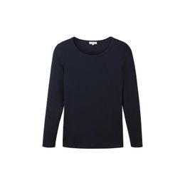 Tom Tailor Damen Basic Langarmshirt, blau, Uni, Gr. XS