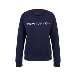 Tom Tailor Damen Loungewear Sweatshirt, blau, Print, Gr. 34
