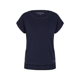 Tom Tailor Damen T-Shirt mit Logo-Print, blau, Logo Print, Gr. 38