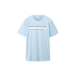 Tom Tailor Denim Herren T-Shirt mit Logo Print, blau, Logo Print, Gr. XXL