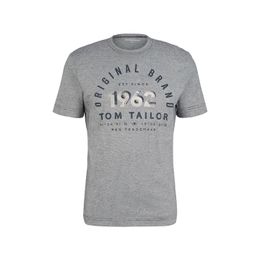 Tom Tailor Herren T-Shirt mit Print, blau, Print, Gr. S